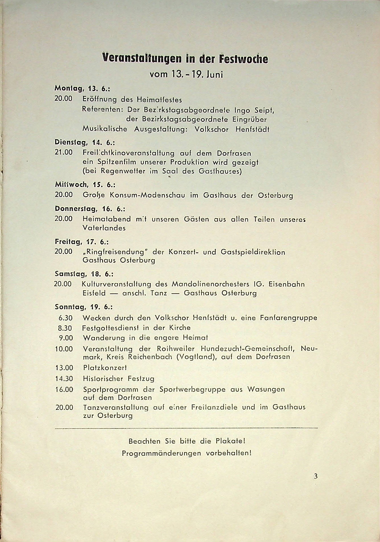 Festschrift Henfstädt 1955 - Historisches Themar